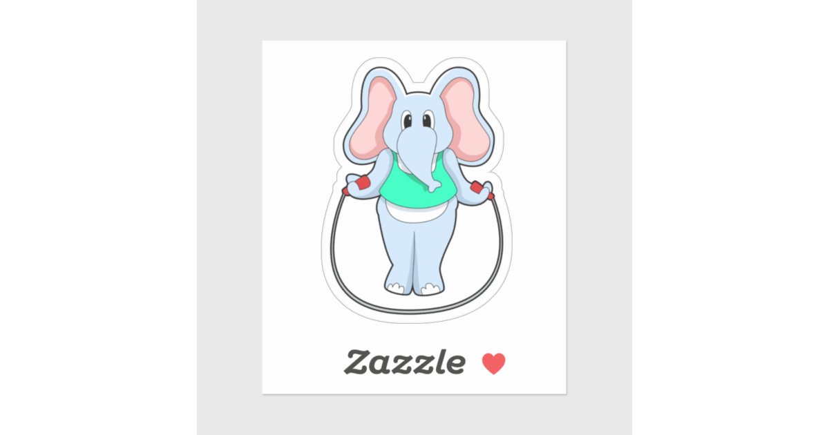 Elephant at Fitness with Skipping rope.PNG Sticker | Zazzle