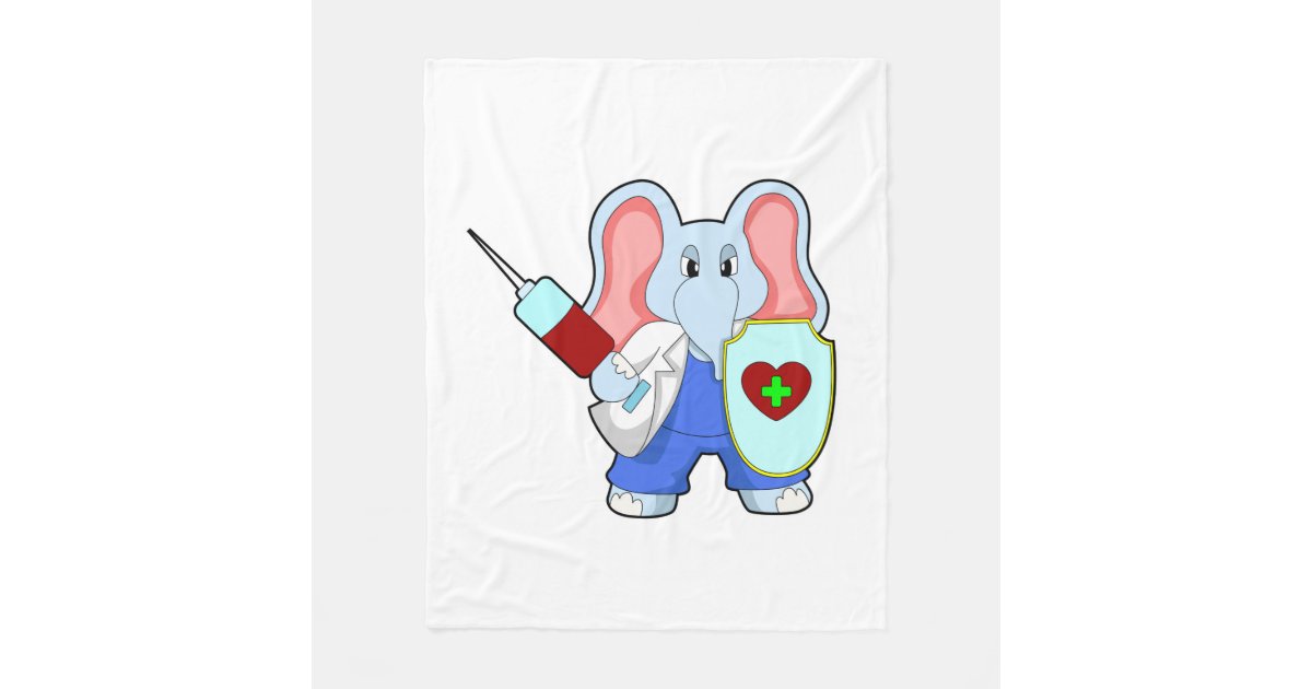 Elephant at Vaccination with Syringe Fleece Blanket | Zazzle