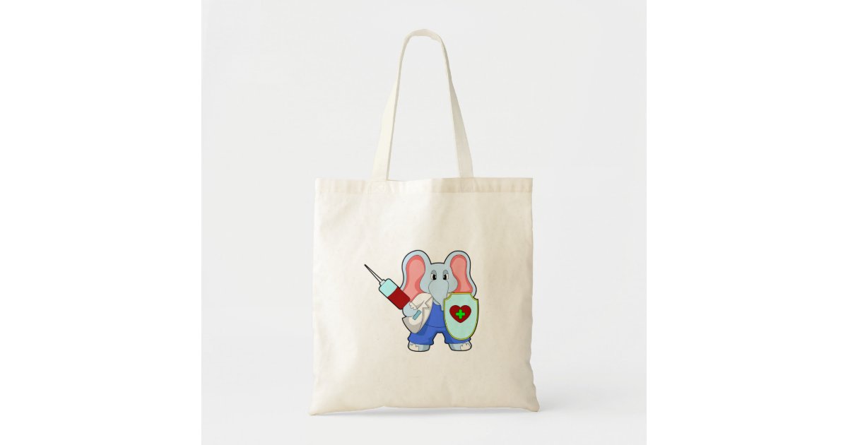 Elephant at Vaccination with Syringe Tote Bag | Zazzle