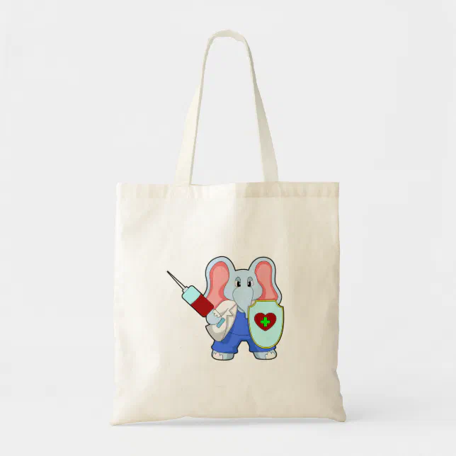 Elephant at Vaccination with Syringe Tote Bag | Zazzle