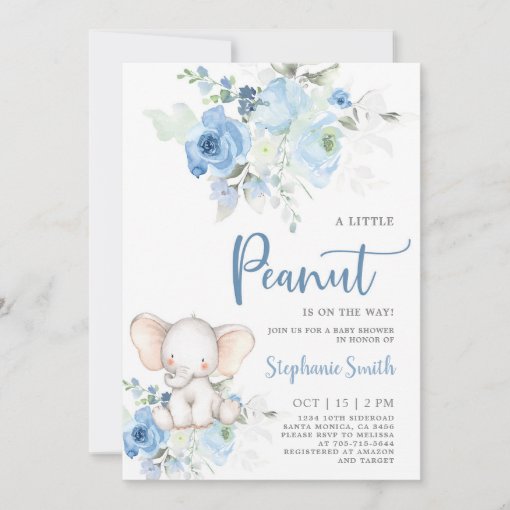 Elephant Baby Boy Shower invitation | Zazzle