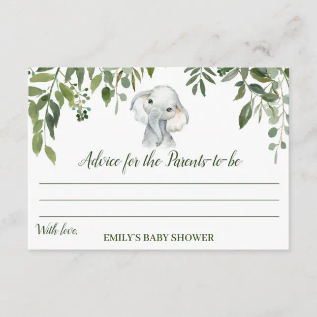 Elephant Baby Shower Advice Cards | Zazzle