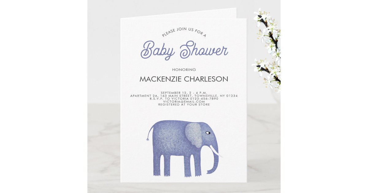 Elephant Baby Shower Invitation | Zazzle