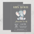 Elephant Baby Shower Invitation Yellow and Gray | Zazzle
