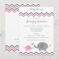 Elephant Baby Shower Invite | Pink Gray Chevron | Zazzle