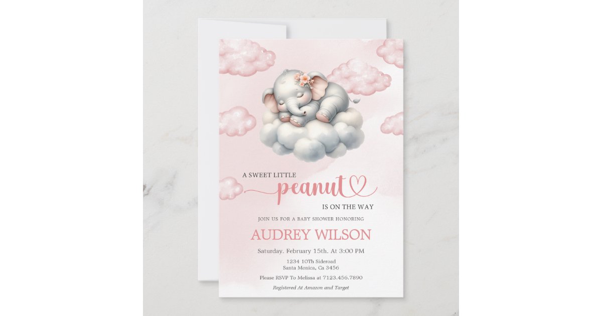 Elephant Baby Shower Little Peanut Invitation | Zazzle