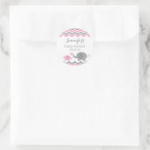 Elephant Baby Shower Stickers | Pink Gray Chevron | Zazzle