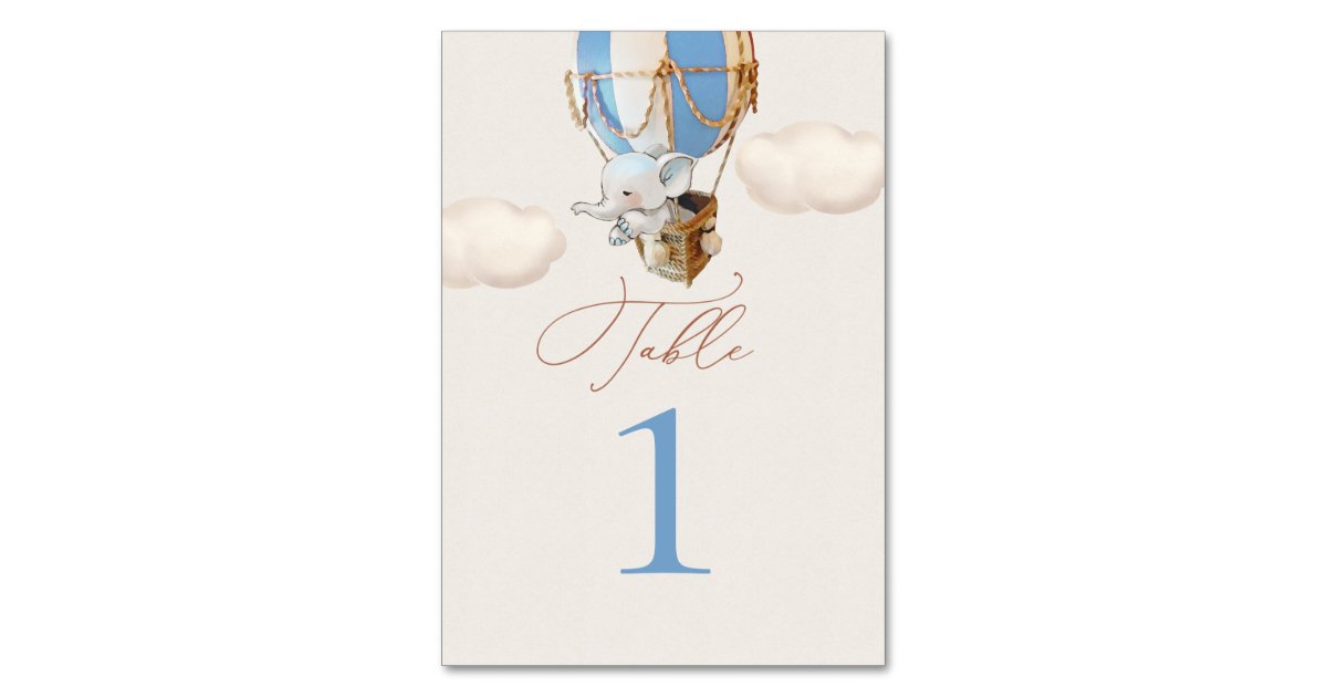 Elephant Balloon Table Number | Zazzle