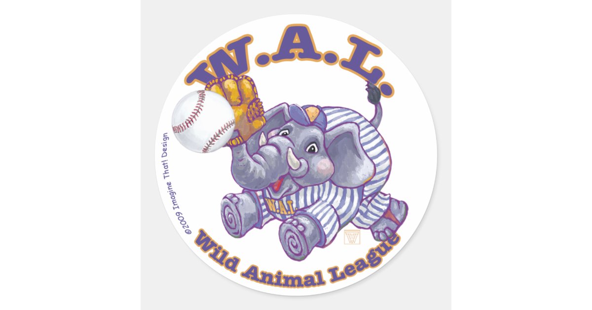 Elephant Baseball Star Classic Round Sticker | Zazzle