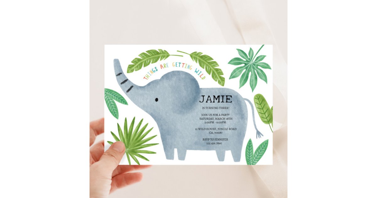 Elephant Birthday Party Invitation | Zazzle