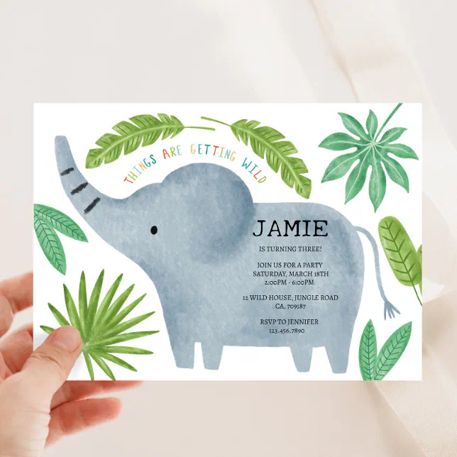 Elephant Birthday Party Invitation | Zazzle