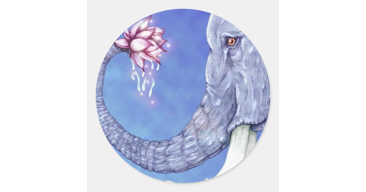 Elephant *Blessings Be* Classic Round Sticker | Zazzle