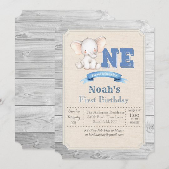 Elephant Boy First 1st Birthday Invitation | Zazzle.com