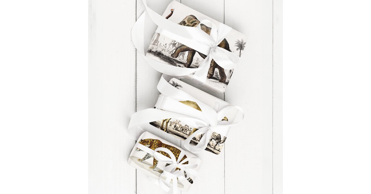Elephant, Camel and Leopard by D'Orbigny Wrapping Paper Sheets | Zazzle