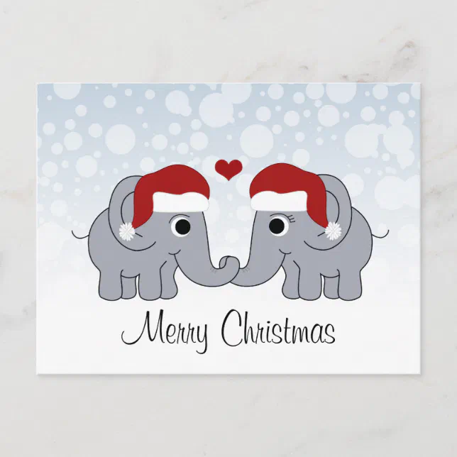 Elephant Christmas Holiday Postcard | Zazzle