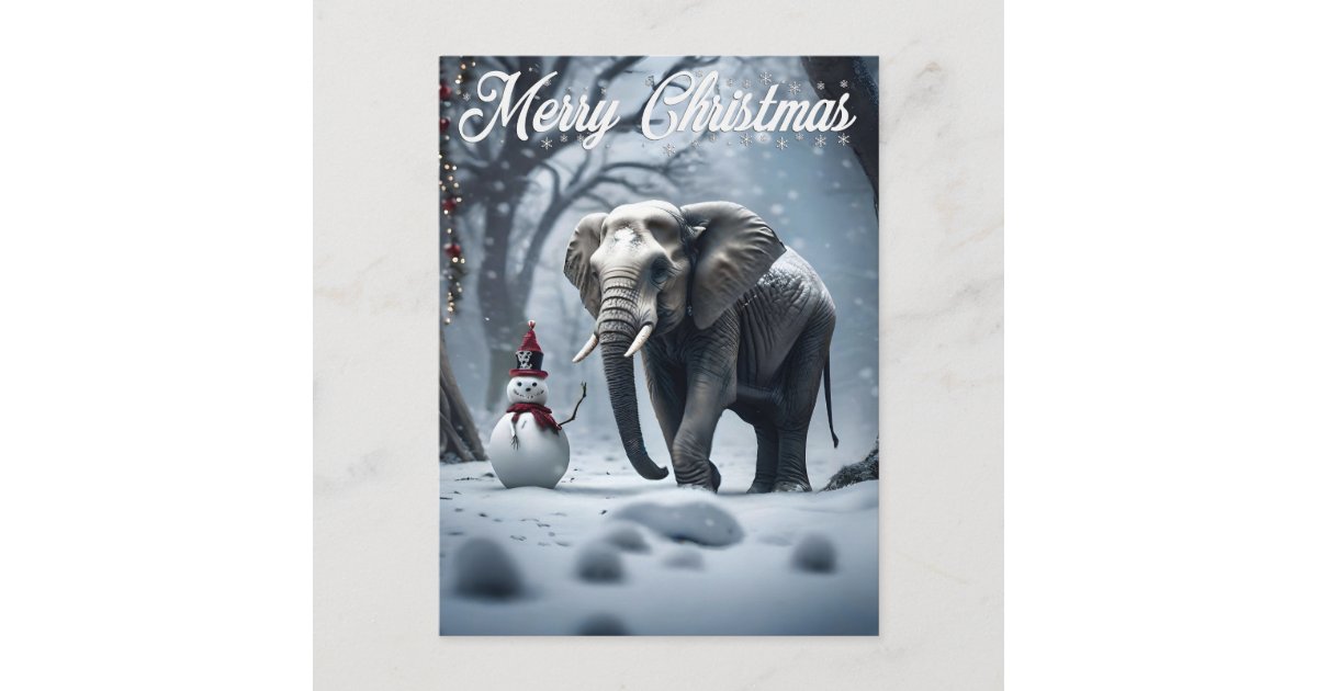 Elephant Christmas Postcard | Zazzle