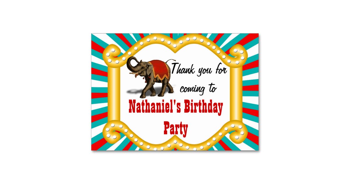 Elephant Circus Frame Kids Boys Birthday Party Table Number | Zazzle