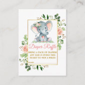 Elephant Diaper Raffle Pink Roses Baby Shower Enclosure Card | Zazzle