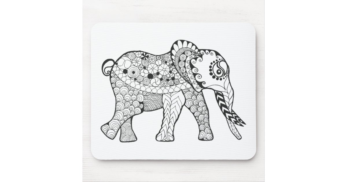 Elephant Doodle Mouse Pad | Zazzle