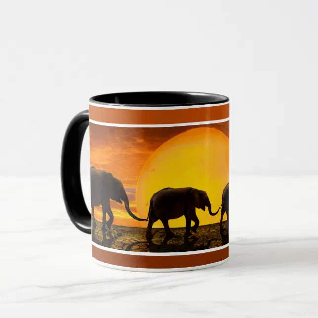 Elephant Family Holding Tails Cute Mug | Zazzle