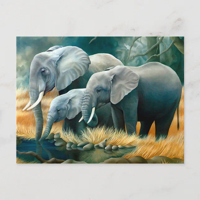 Elephant Family Safari Postcard | Zazzle