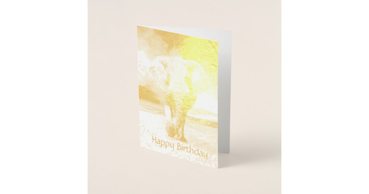 Elephant Gold Foil Birthday Card | Zazzle