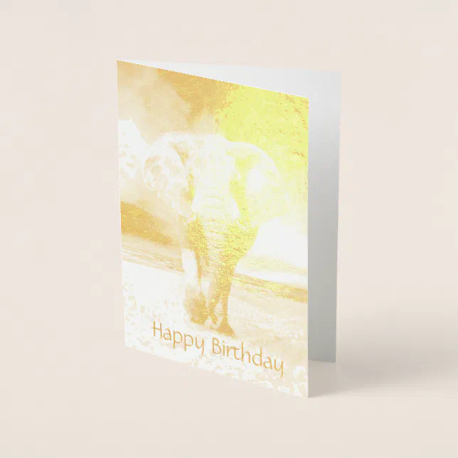 Elephant Gold Foil Birthday Card | Zazzle