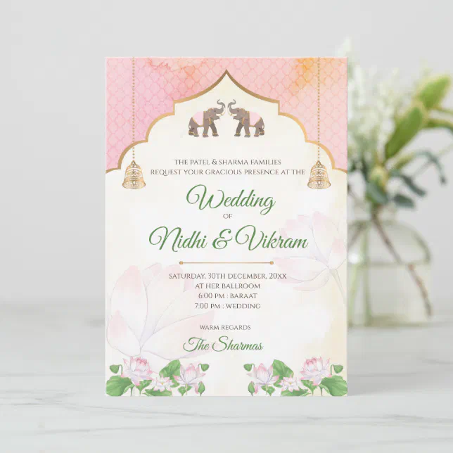 Elephant invitations & Indian wedding invitations | Zazzle