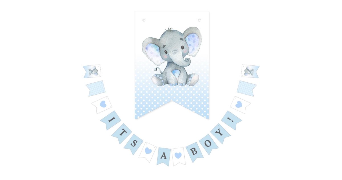 Elephant Its A Boy Bunting Flags Banner Blue | Zazzle