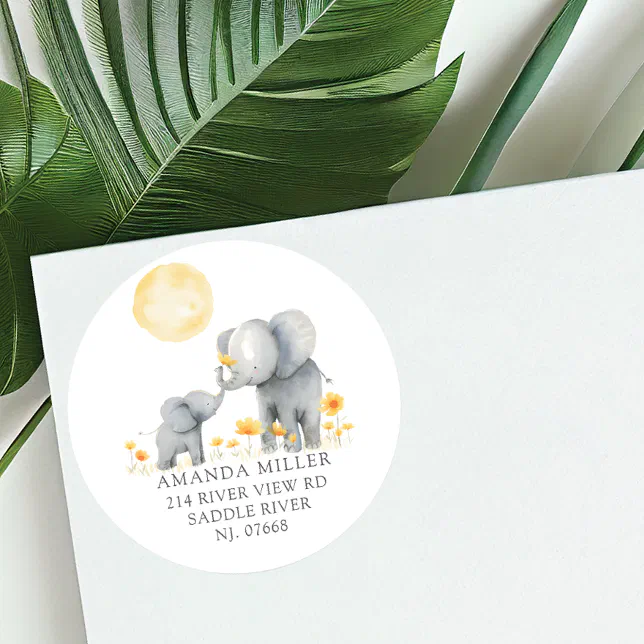 Elephant Kisses Baby Shower Address Label | Zazzle