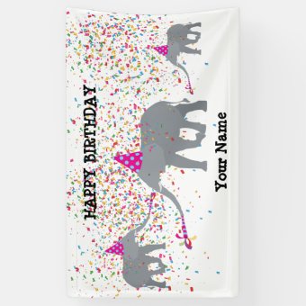 Elephant Partying - Animals at Birthday Party Banner | Zazzle