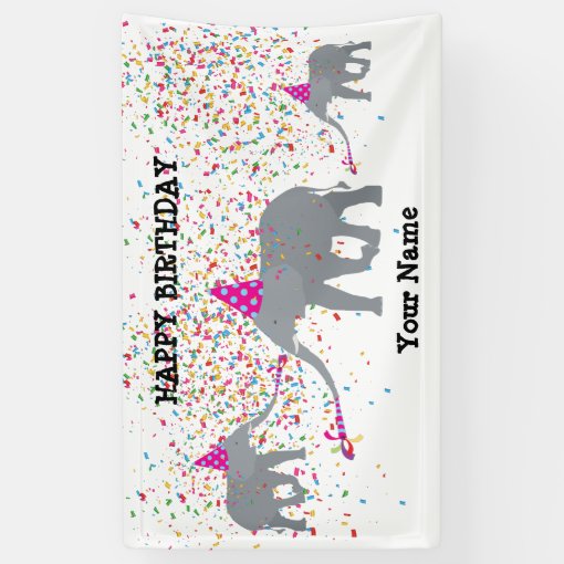 Elephant Partying - Animals at Birthday Party Banner | Zazzle
