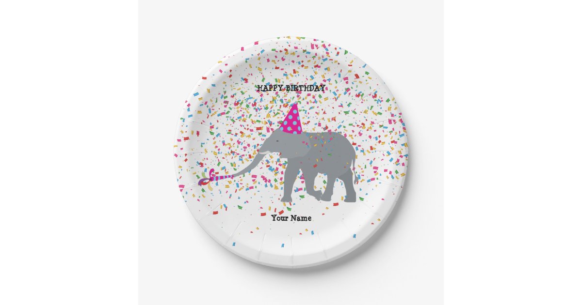 Elephant Partying - Animals at Birthday Party Paper Plates | Zazzle