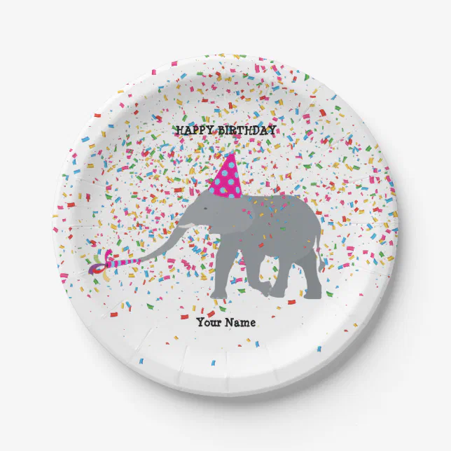 Elephant Partying - Animals at Birthday Party Paper Plates | Zazzle