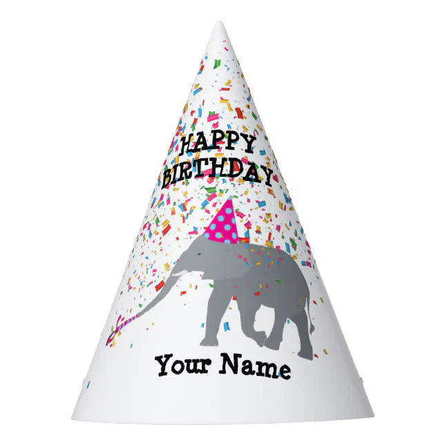 Elephant Partying - Animals at Birthday Party Party Hat | Zazzle