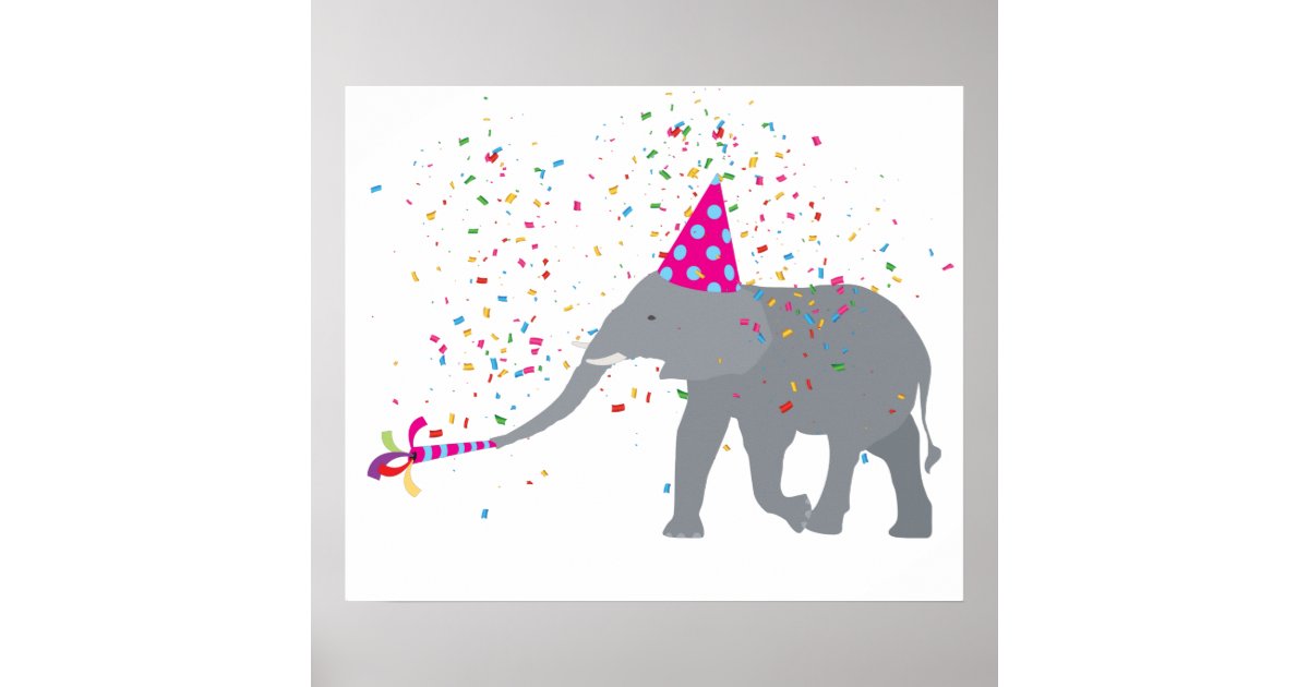 Elephant Partying - Animals Having a Party Poster | Zazzle