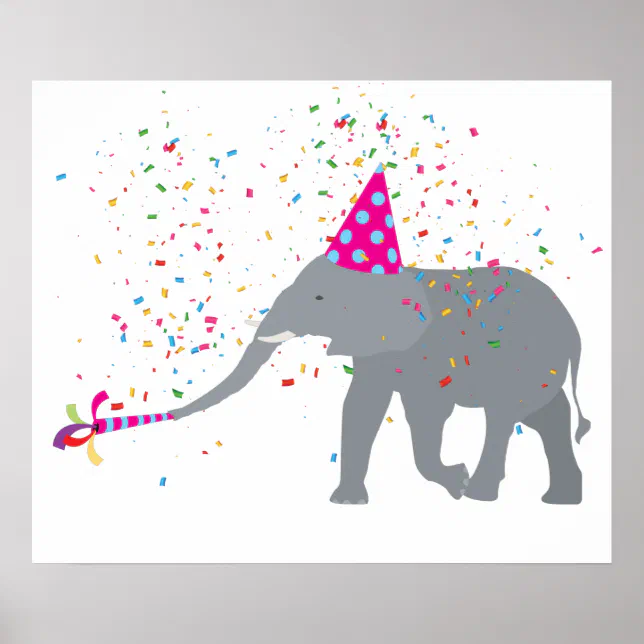 Elephant Partying - Animals Having a Party Poster | Zazzle
