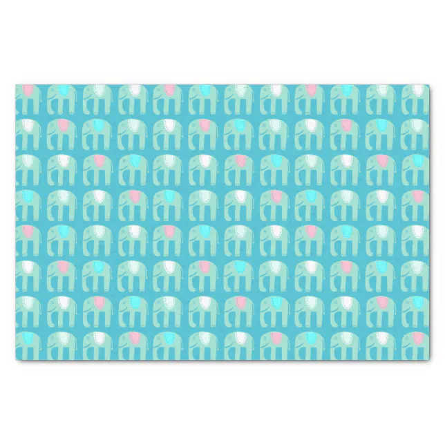 Elephant Pattern Aqua Blue Tissue Paper | Zazzle