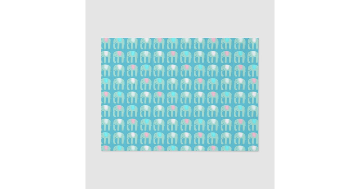 Elephant Pattern Aqua Blue Tissue Paper | Zazzle