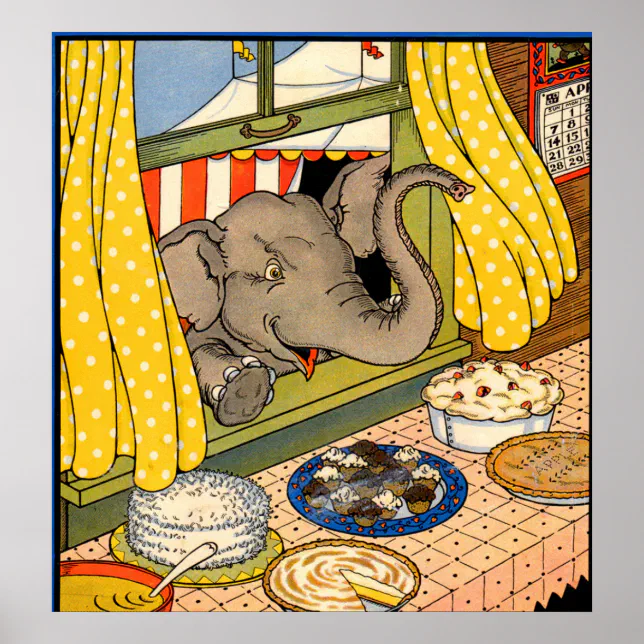 elephant poking his head through the window poster | Zazzle