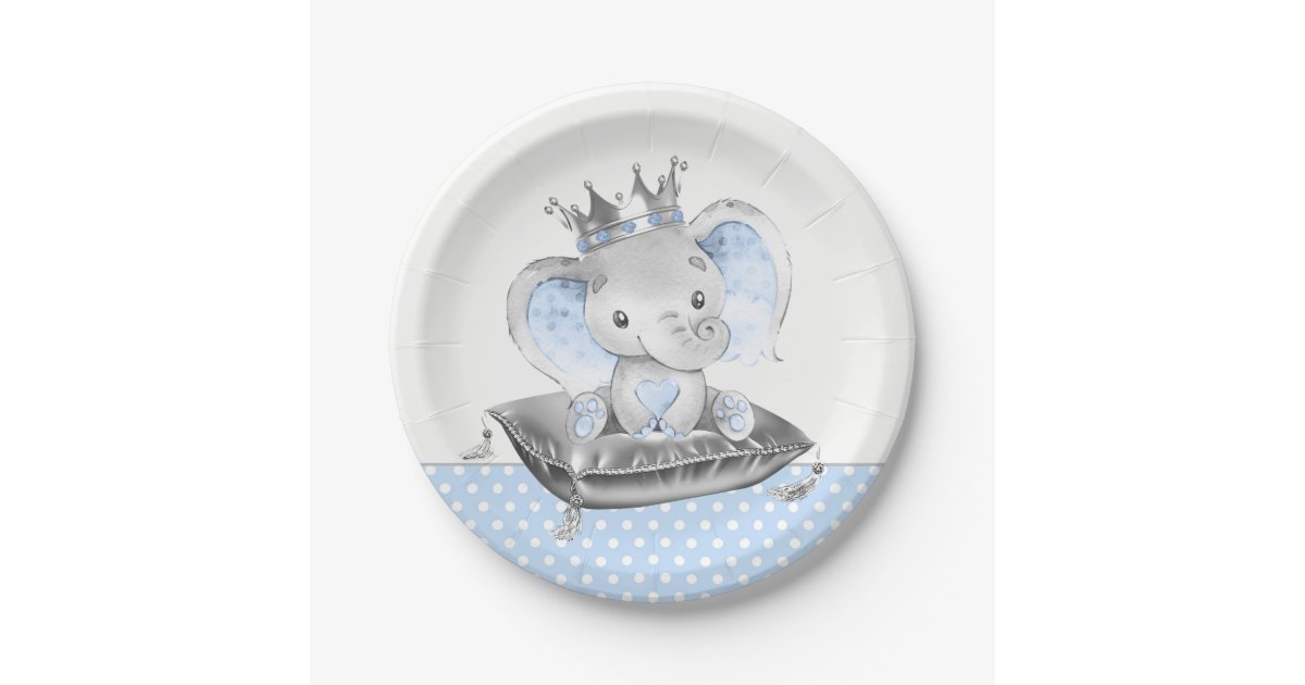 Elephant Prince Baby Shower Paper Plates | Zazzle