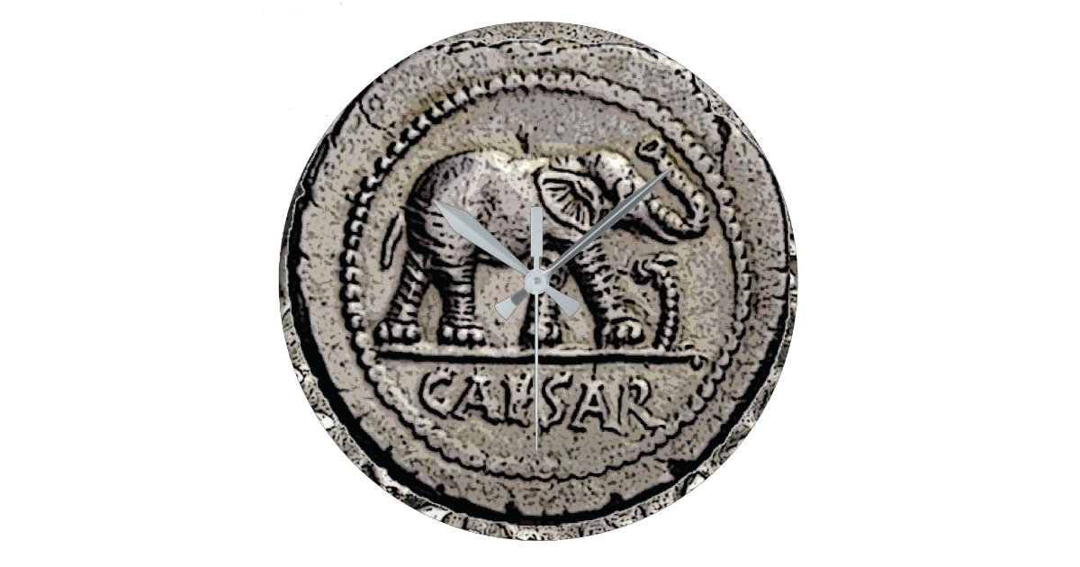 Elephant Roman Emperor Caesar Antique Coin Large Clock | Zazzle.com