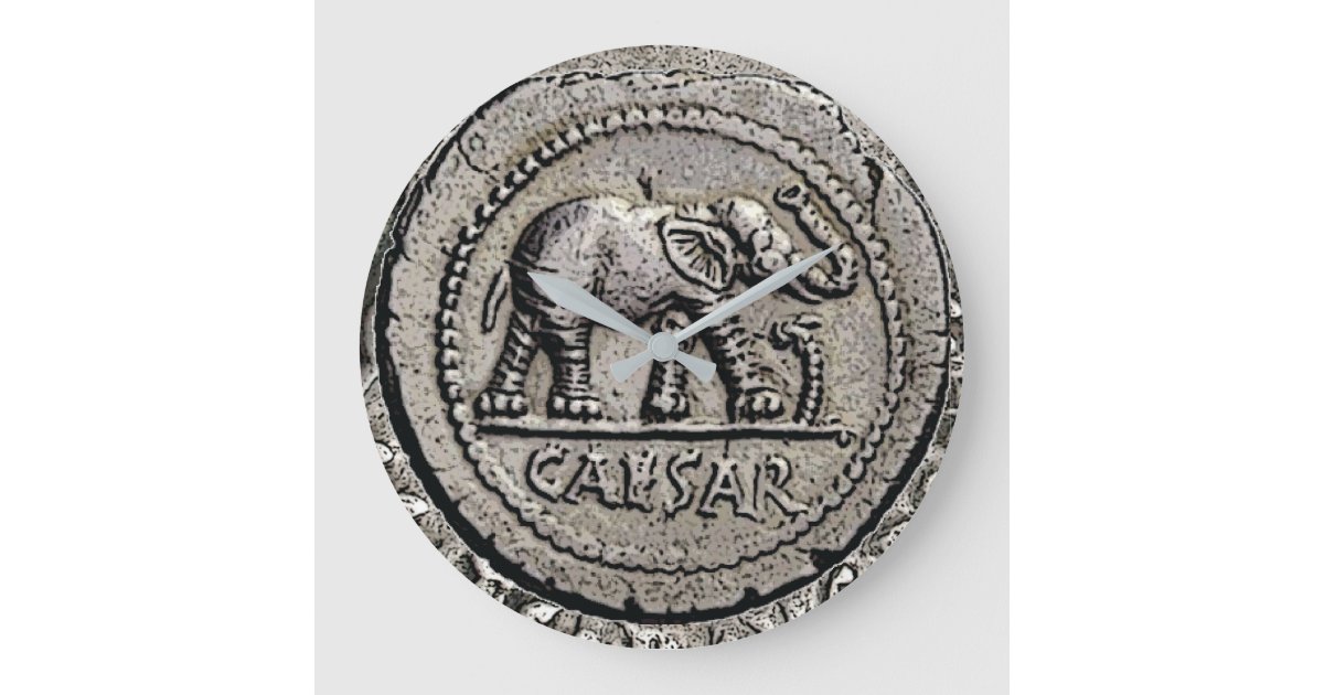 Elephant Roman Emperor Caesar Antique Coin Large Clock | Zazzle