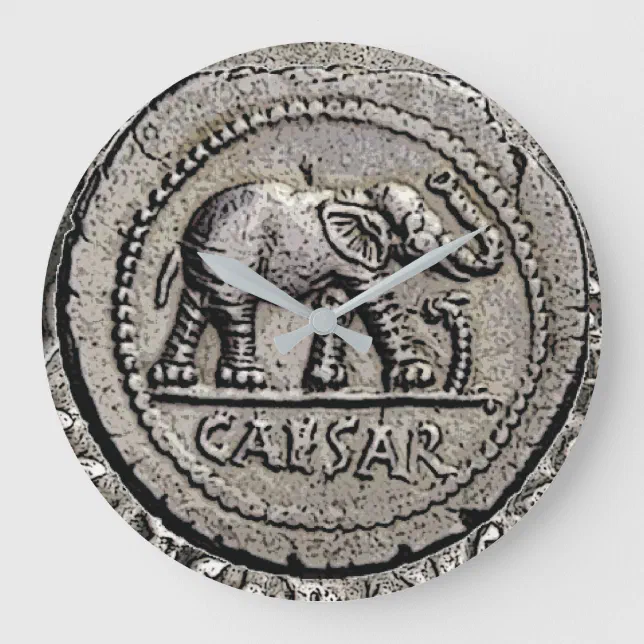 Elephant Roman Emperor Caesar Antique Coin Large Clock | Zazzle