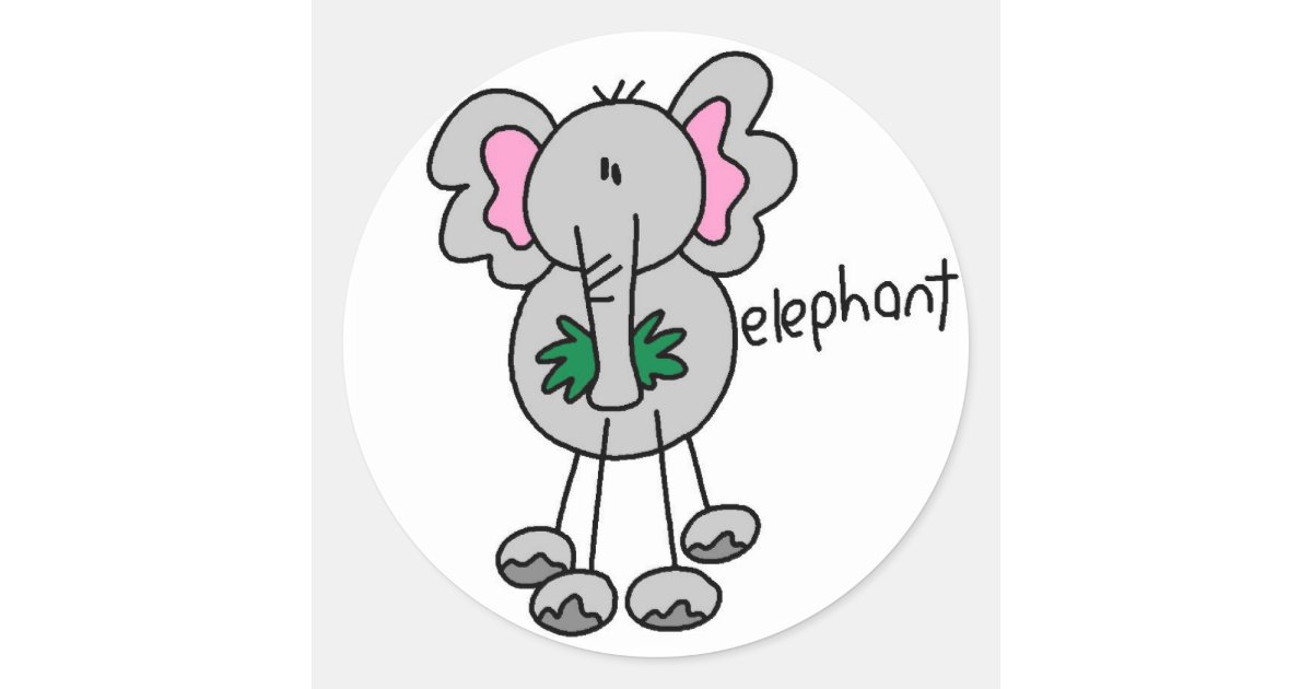 Elephant Stick Figure Stickers Sticker | Zazzle