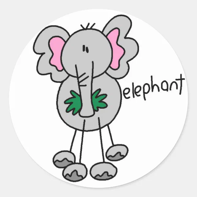 Elephant Stick Figure Stickers Sticker | Zazzle