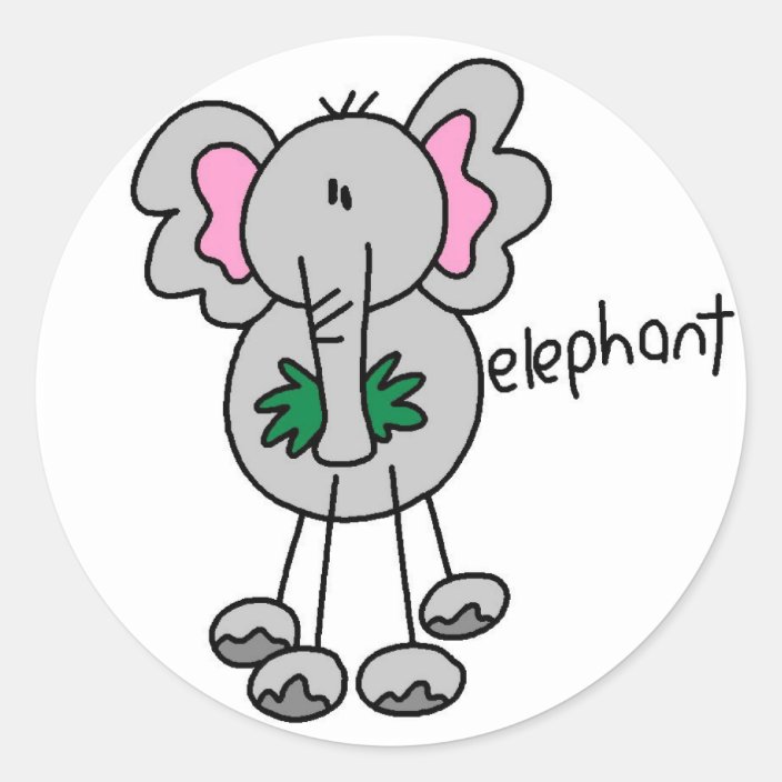 Elephant Stick Figure Stickers Sticker | Zazzle.com