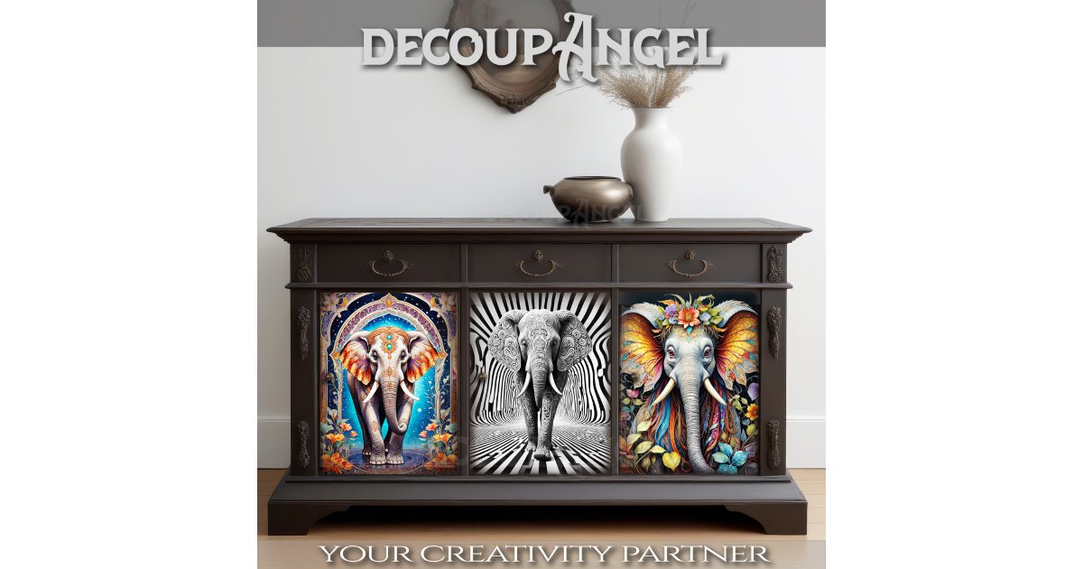 Elephant Theme Set - Decoupage - Wrapping Paper Sheets | Zazzle