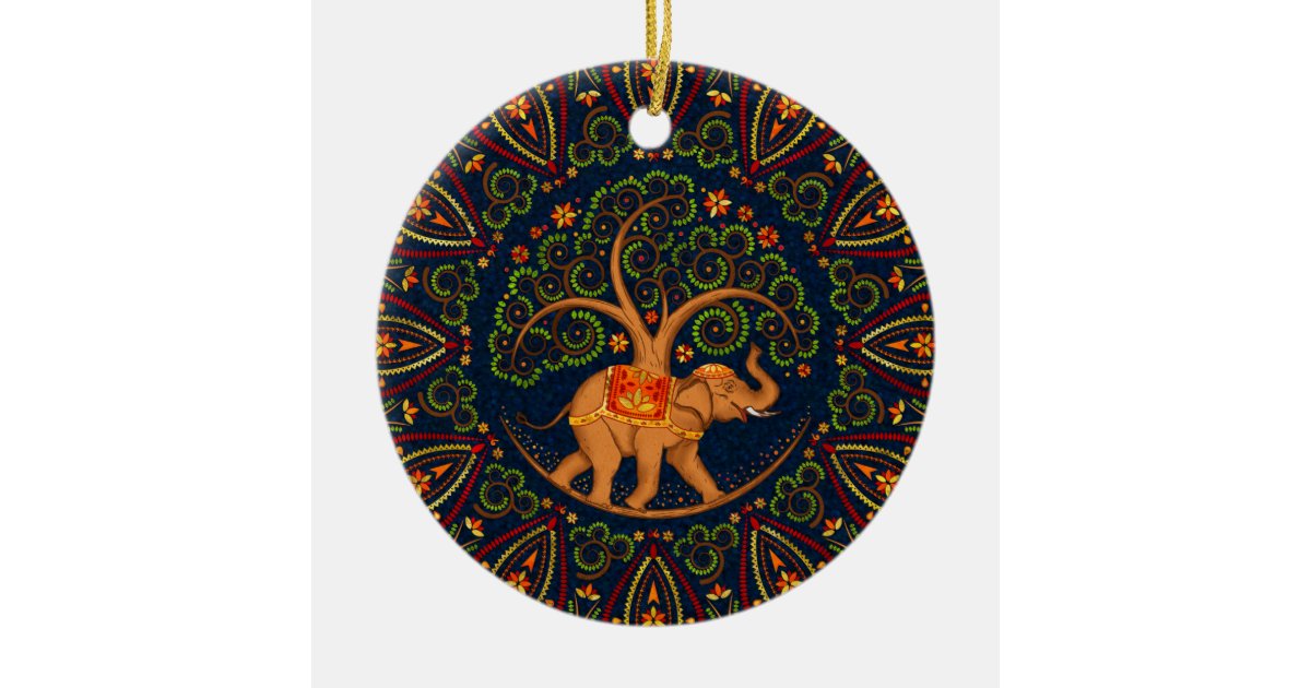 Elephant Tree of life in Mandala Ceramic Ornament | Zazzle