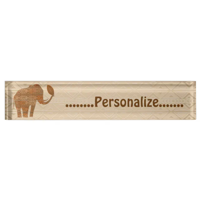 Elephant Tribal Art Design Desk Nameplate | Zazzle